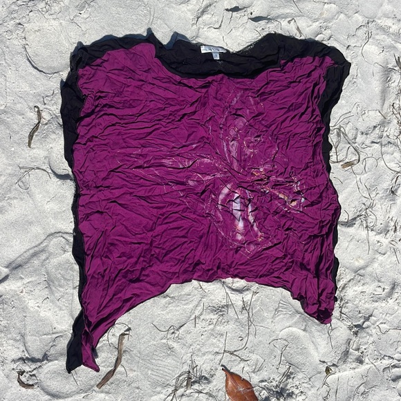 Tops | Purple Yellow Blue Butterfly Shirt | Poshmark